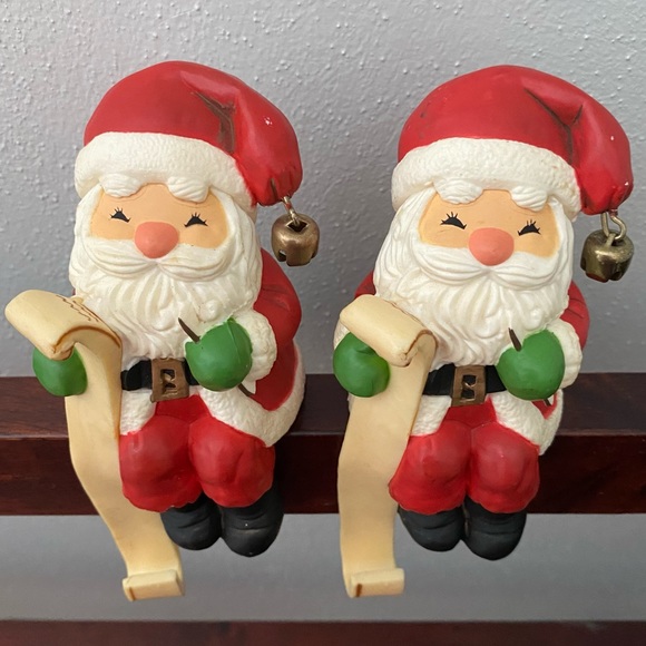Hallmark | Holiday | Vtg Pair Of 984 Hallmark Santa Stocking Hangers ...